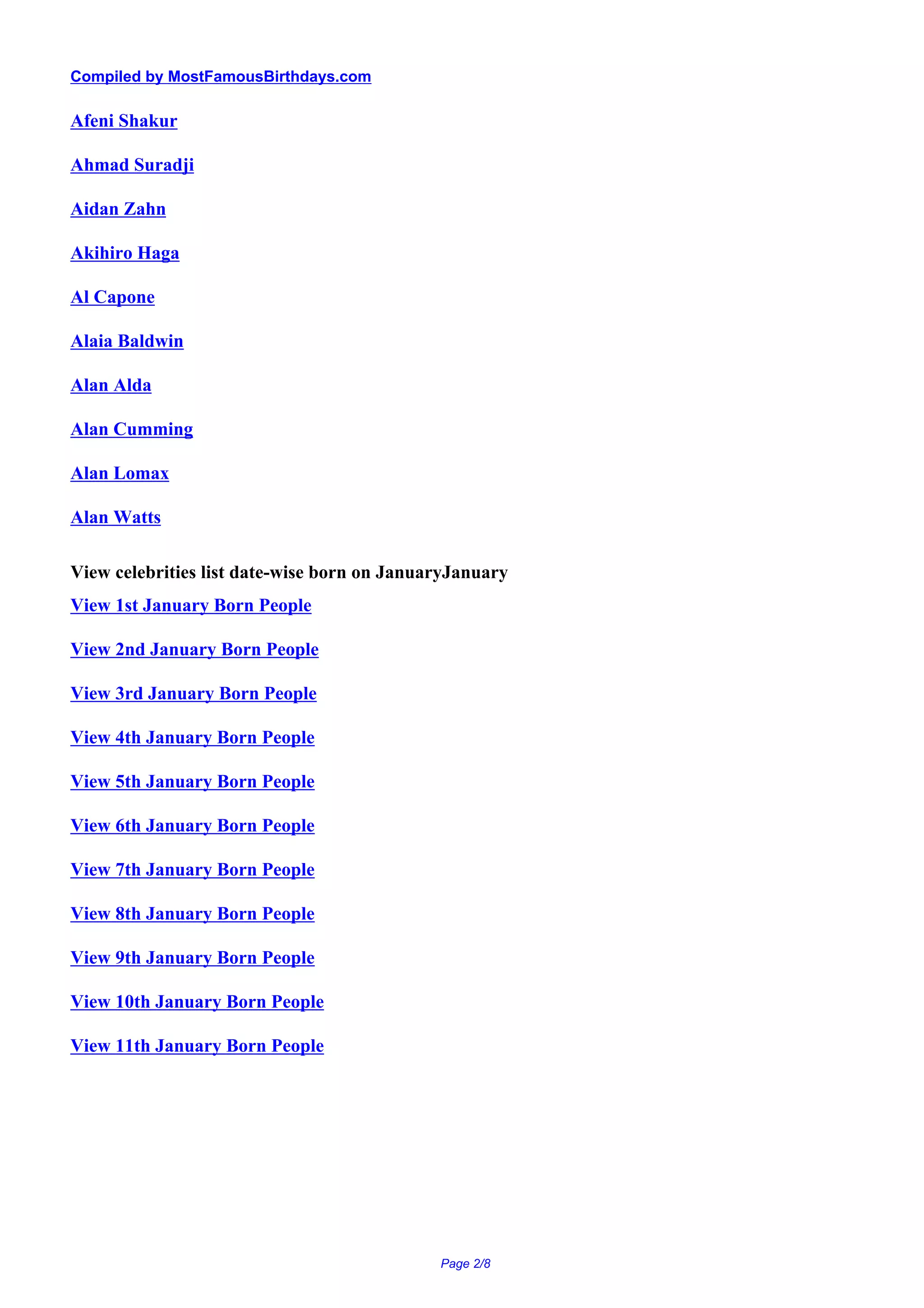 January born famous people | PDF | National & Civic Holidays | Holidays