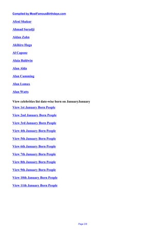 January born famous people | PDF | National & Civic Holidays | Holidays
