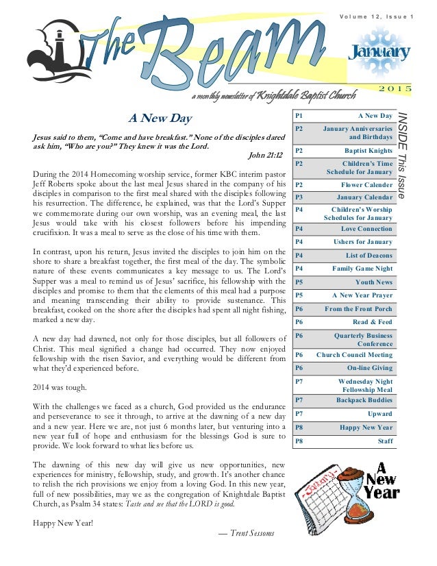 Knightdale Baptist Church January 2015 Newsletter