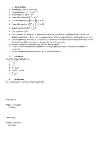 zero and negative integral exponents | PDF