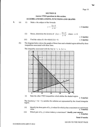 CSEC Mathematics January 2012 Past Paper | PDF