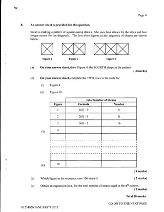 CSEC Mathematics January 2012 Past Paper | PDF