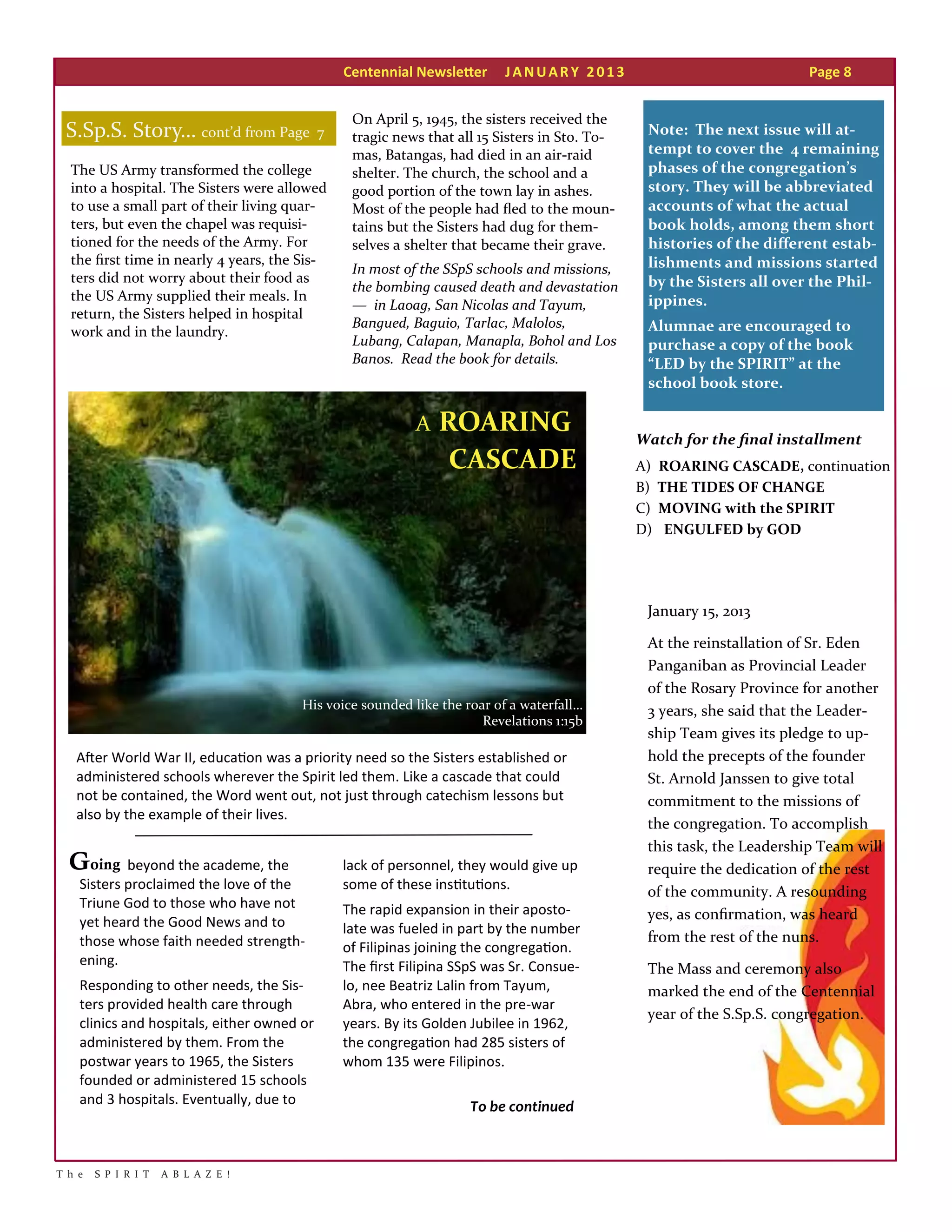 January 2013 centennial newsletter | PDF