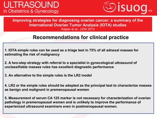 UOG Journal Club: Improving strategies for diagnosing ovarian cancer: a ...