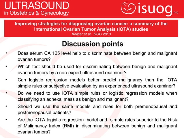 UOG Journal Club: Improving strategies for diagnosing ovarian cancer: a ...