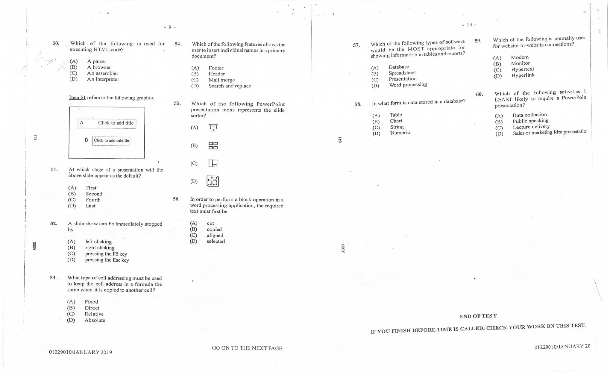 Information Technology CSEC~January 2019 P1 (1). Past Paper | PDF
