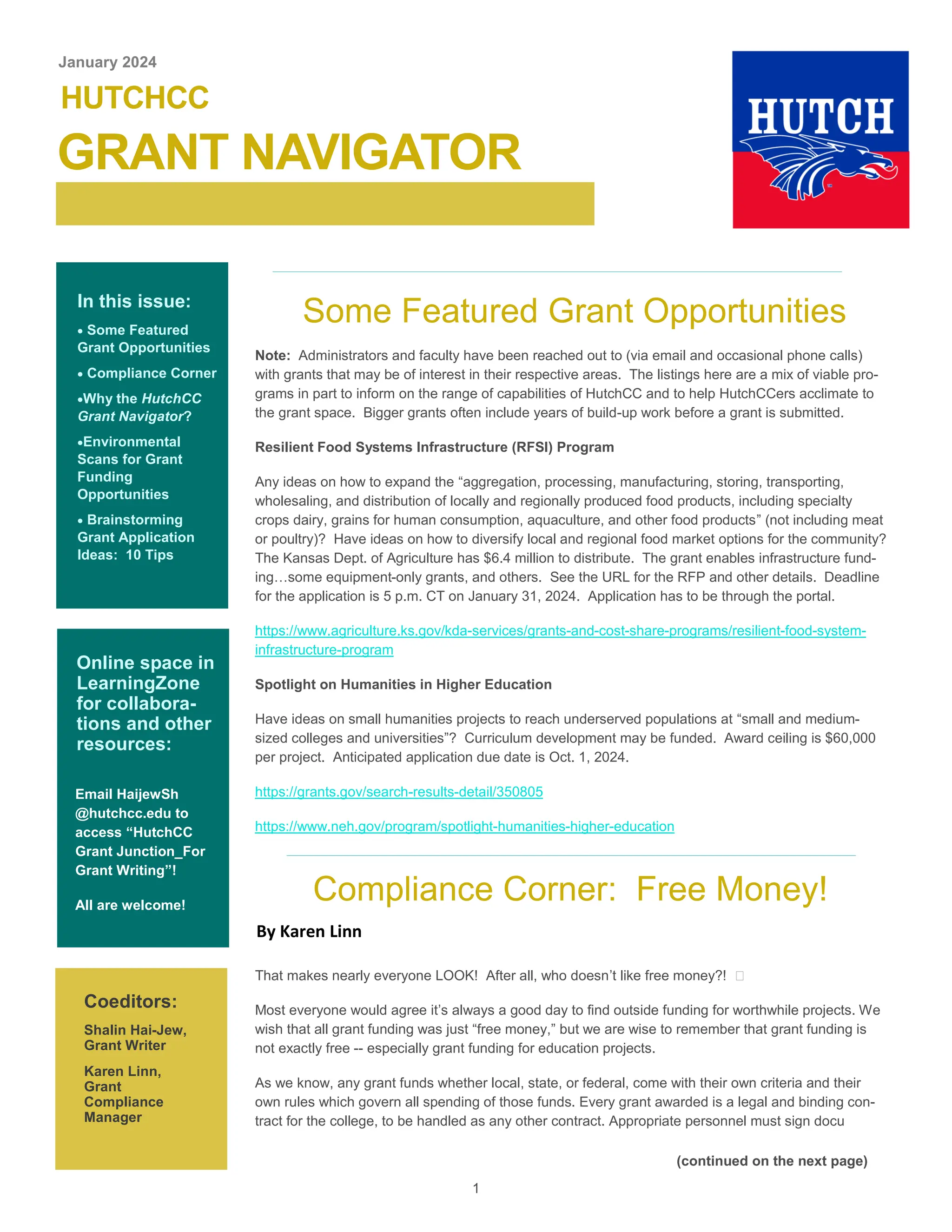 HutchCC Grant Navigator - January 2024 (inaugural) | PDF