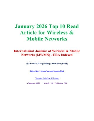 January 2026 Top 10 Read Article - Wireless & Mobile Networks (IJWMN) | PDF