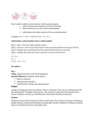 Mathematics FractionLesson Plan | PDF