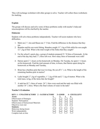 Mathematics FractionLesson Plan | DOC
