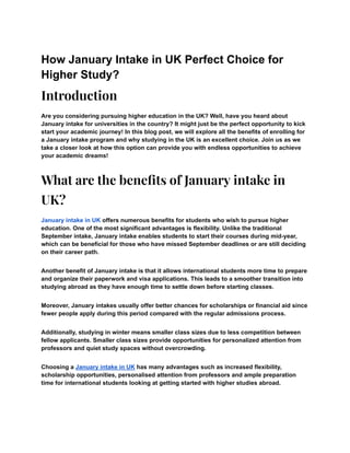 January intake in UK.pdf | College Planning | College Education