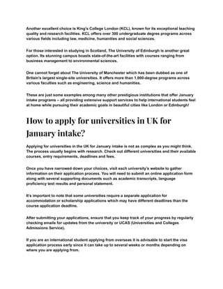 January intake in UK.pdf | College Planning | College Education