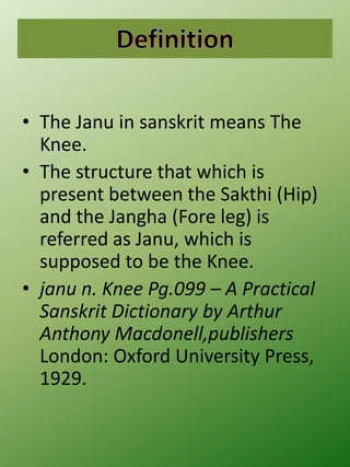 JANU MARMA THE SANDHI VARIETY OF KALANTARA PRANAHARA MARMA | PPTX