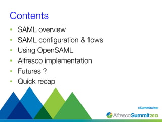 Alfresco: Implementing secure single sign on (SSO) with OpenSAML | PDF | Cloud Computing | Internet
