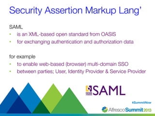Alfresco: Implementing secure single sign on (SSO) with OpenSAML | PDF