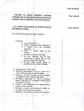 Revised Schedule Of Fines and Penalties For Violation Of Laws , Rules ...