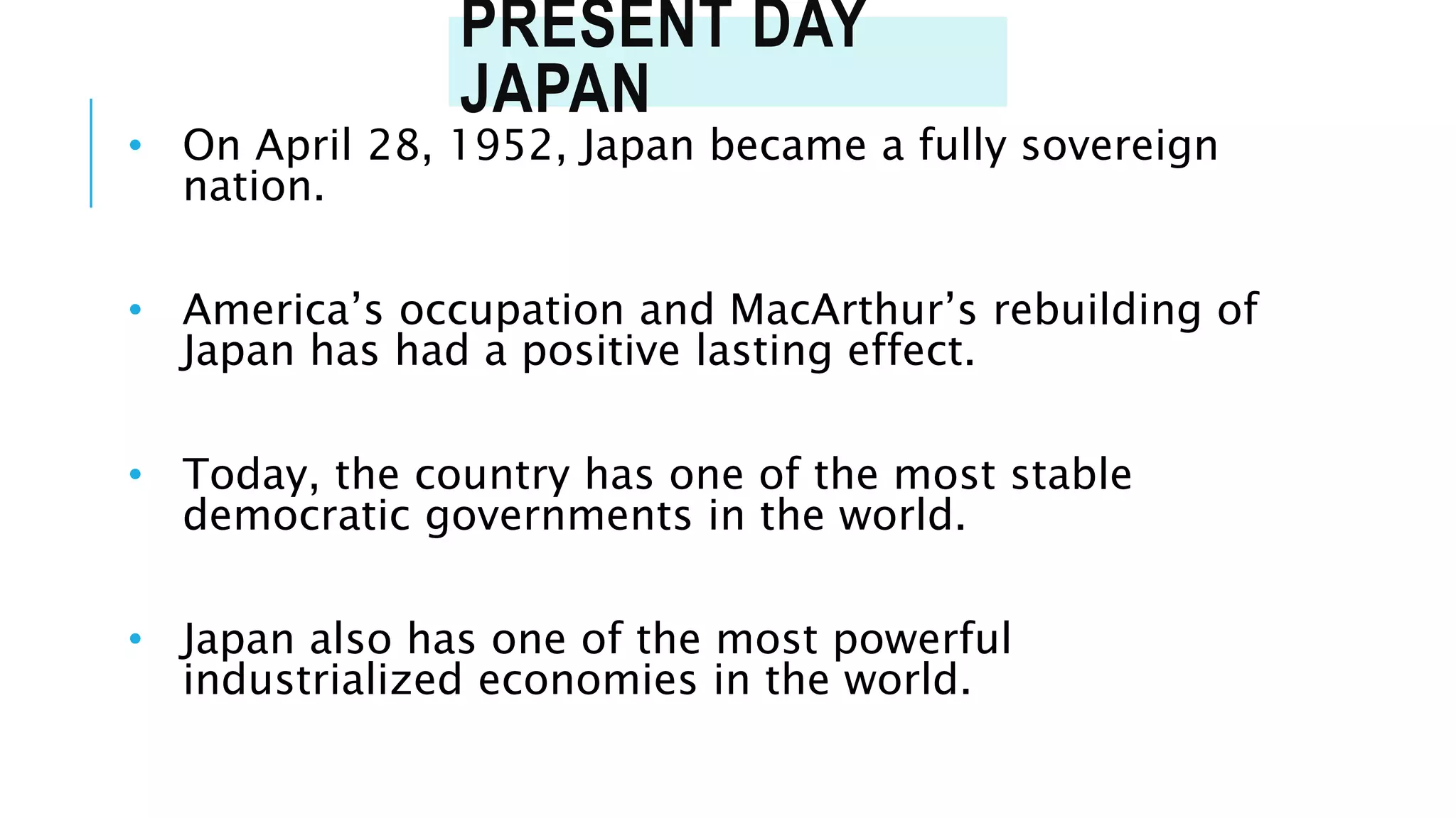 Japanese Recovery after WW II | PPTX