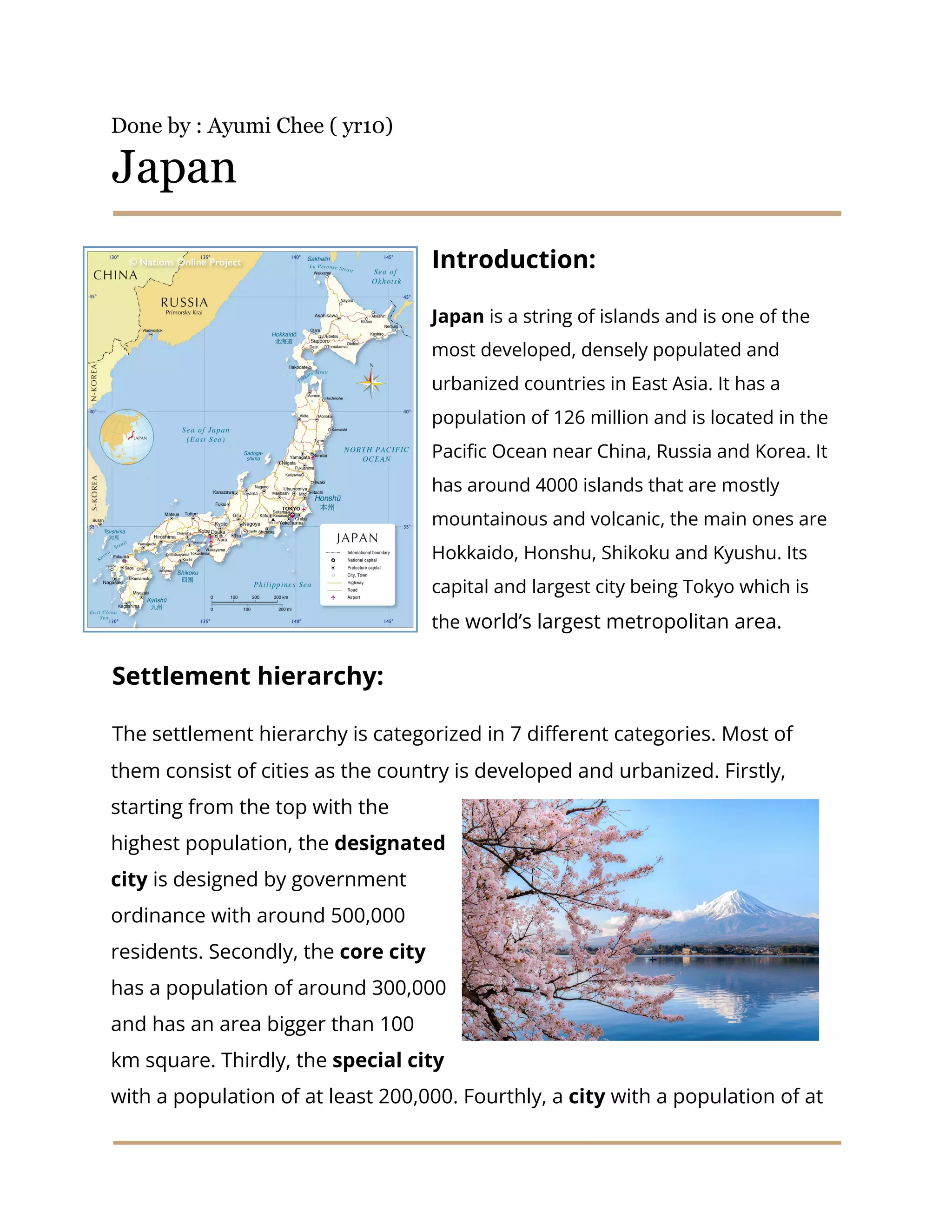 Japan report (urbanization, settlement hierarchy, GDP & etc) | PDF
