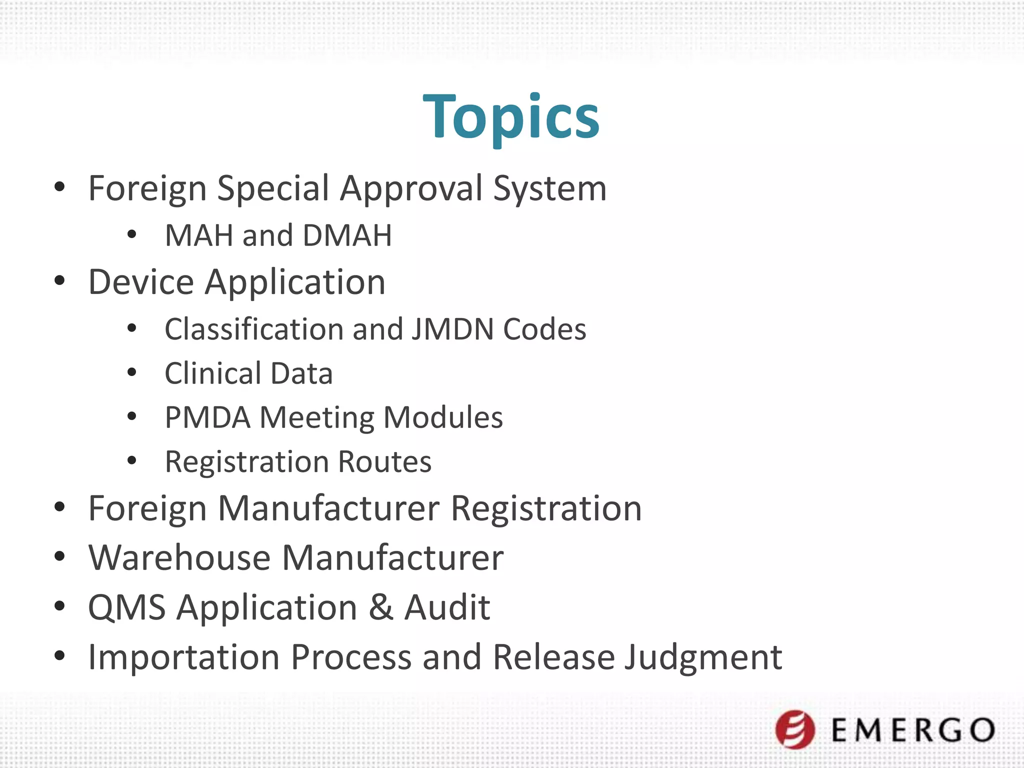 Japan Medical Device Regulatory Approval Process | PPTX