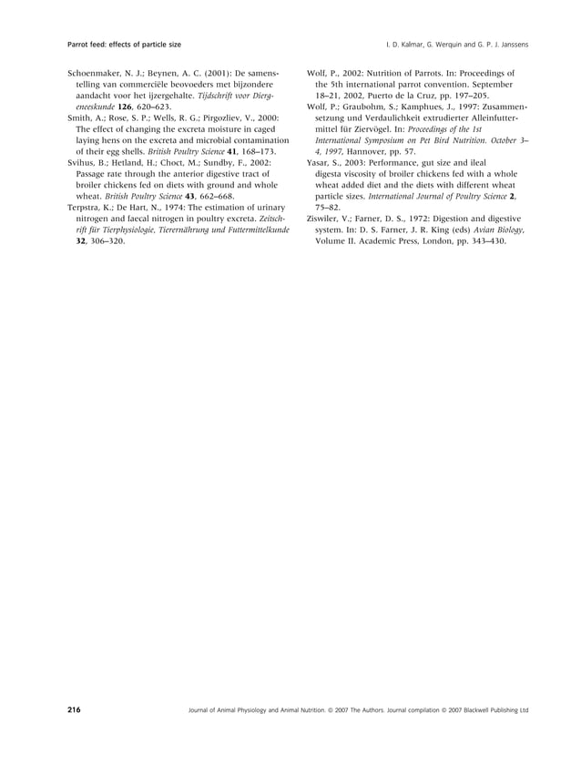 Parrot Food Particle Size | PDF