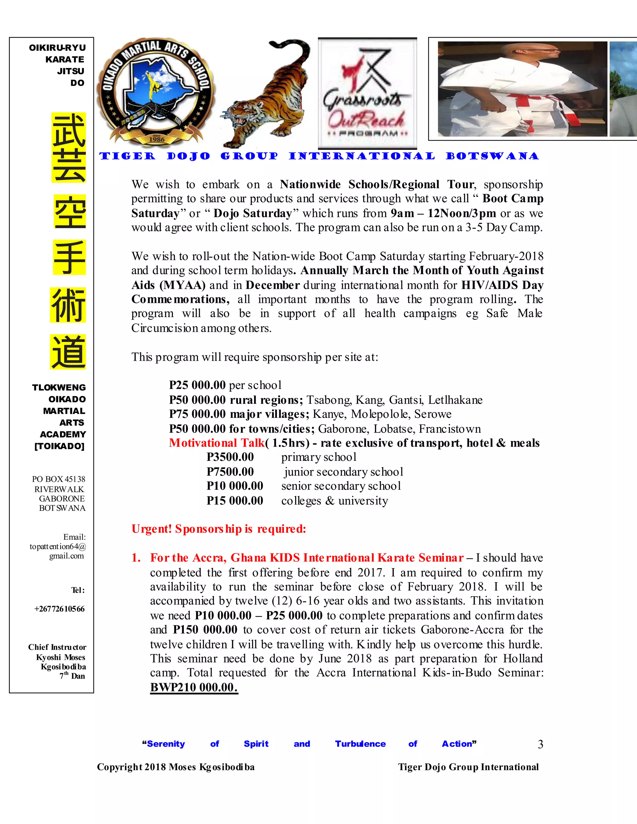 Karate Boot Camp Proposal 2018 | PDF