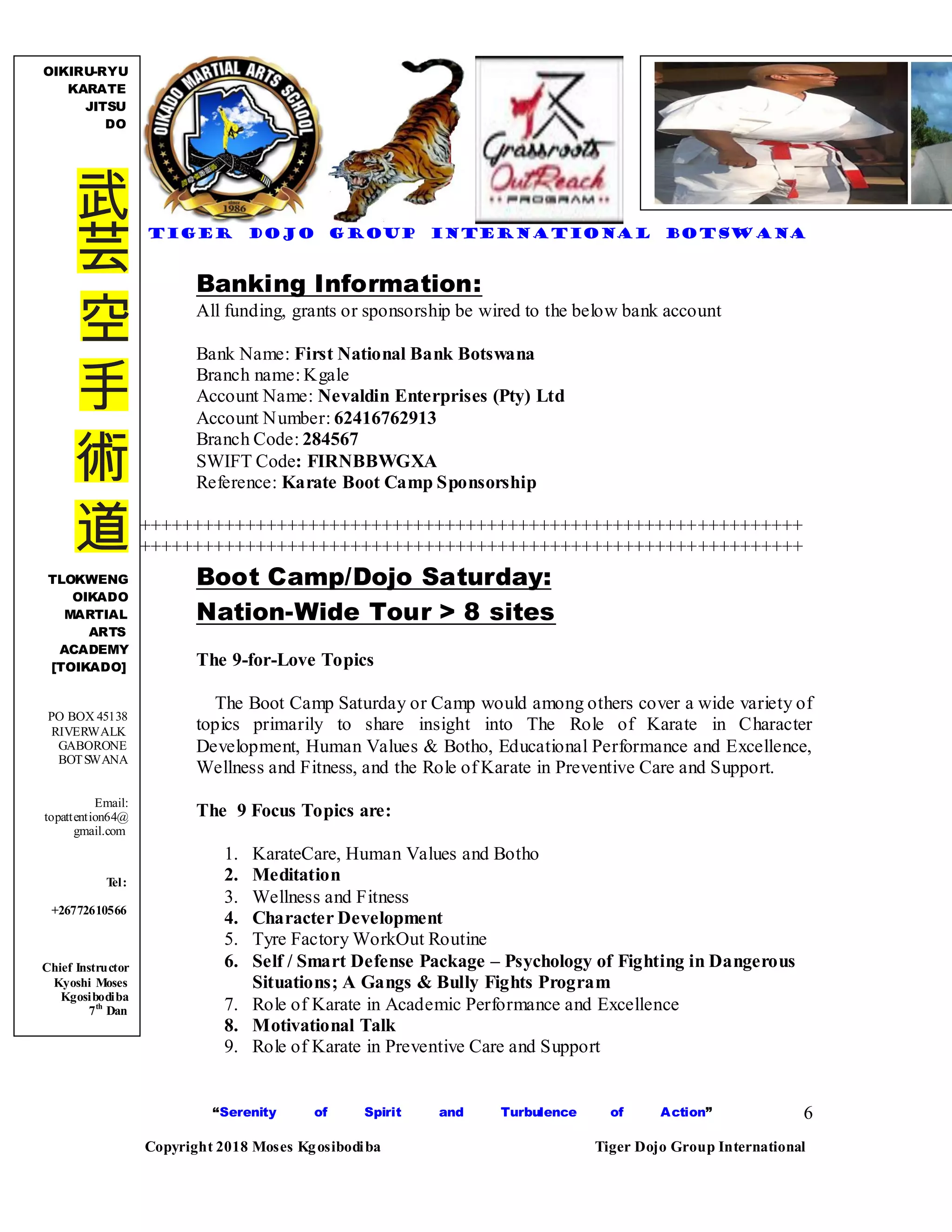 Karate Boot Camp Proposal 2018 | PDF