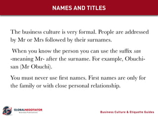 JAPAN BUSINESS CULTURE AND ETIQUETTE GUIDE | PDF