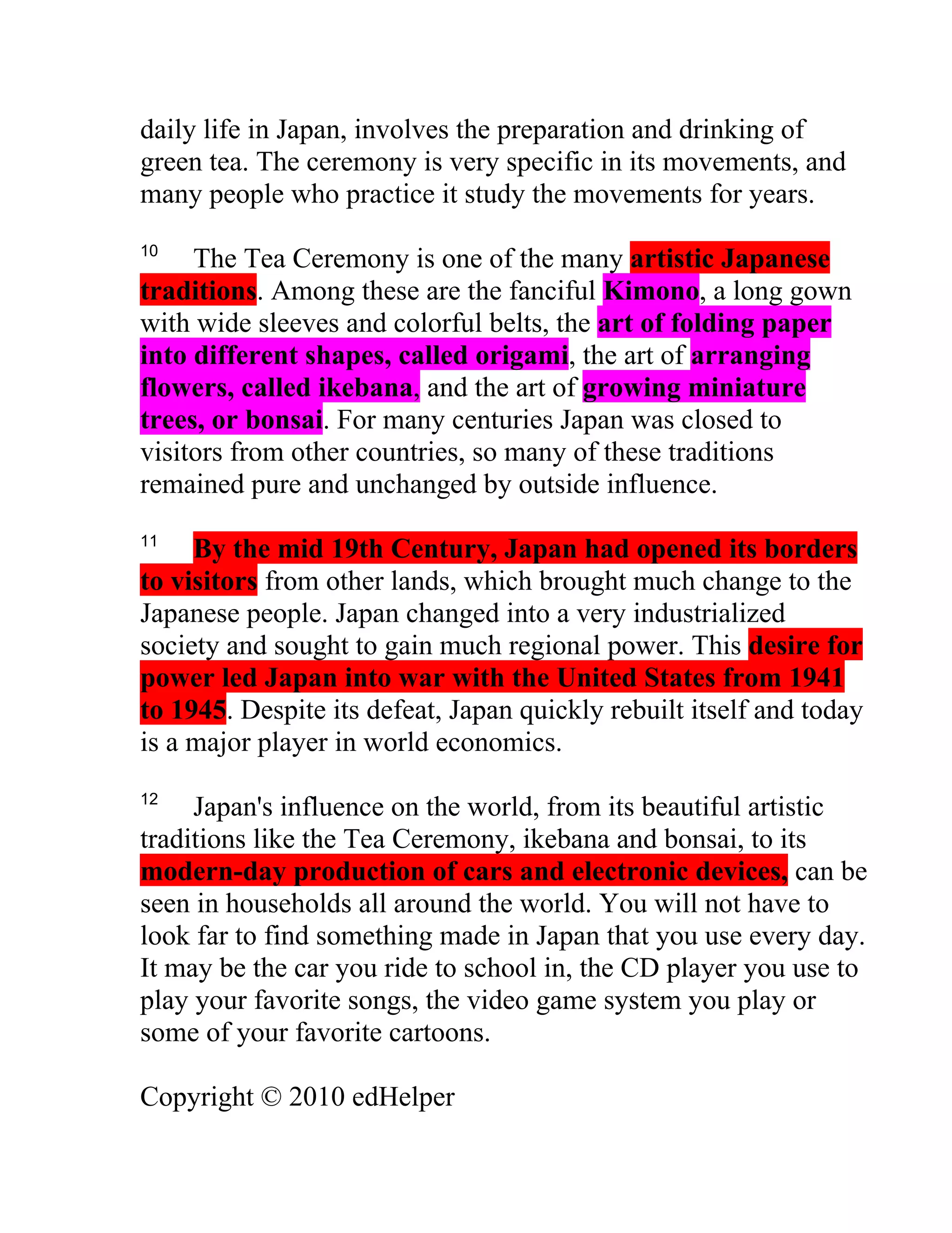 Japan Document Highlighted | DOC