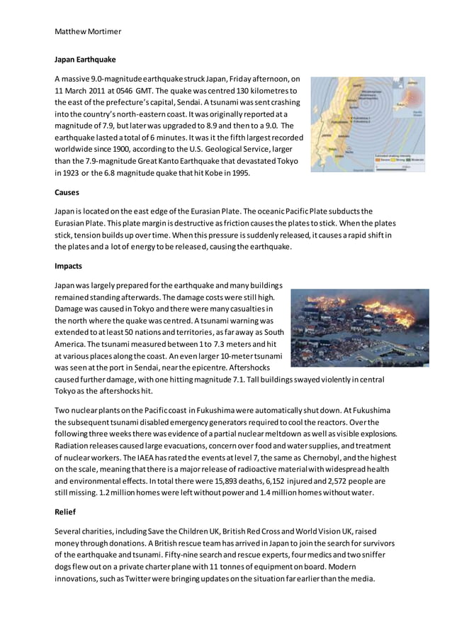 Japan Earthquake Case Study | DOCX