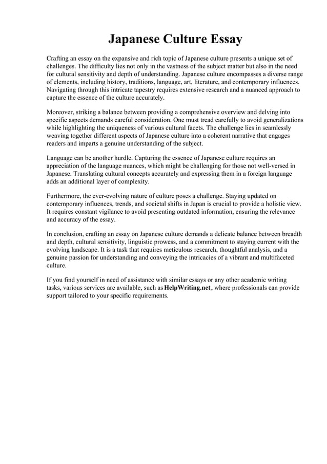 Japanese Culture Essay | PDF