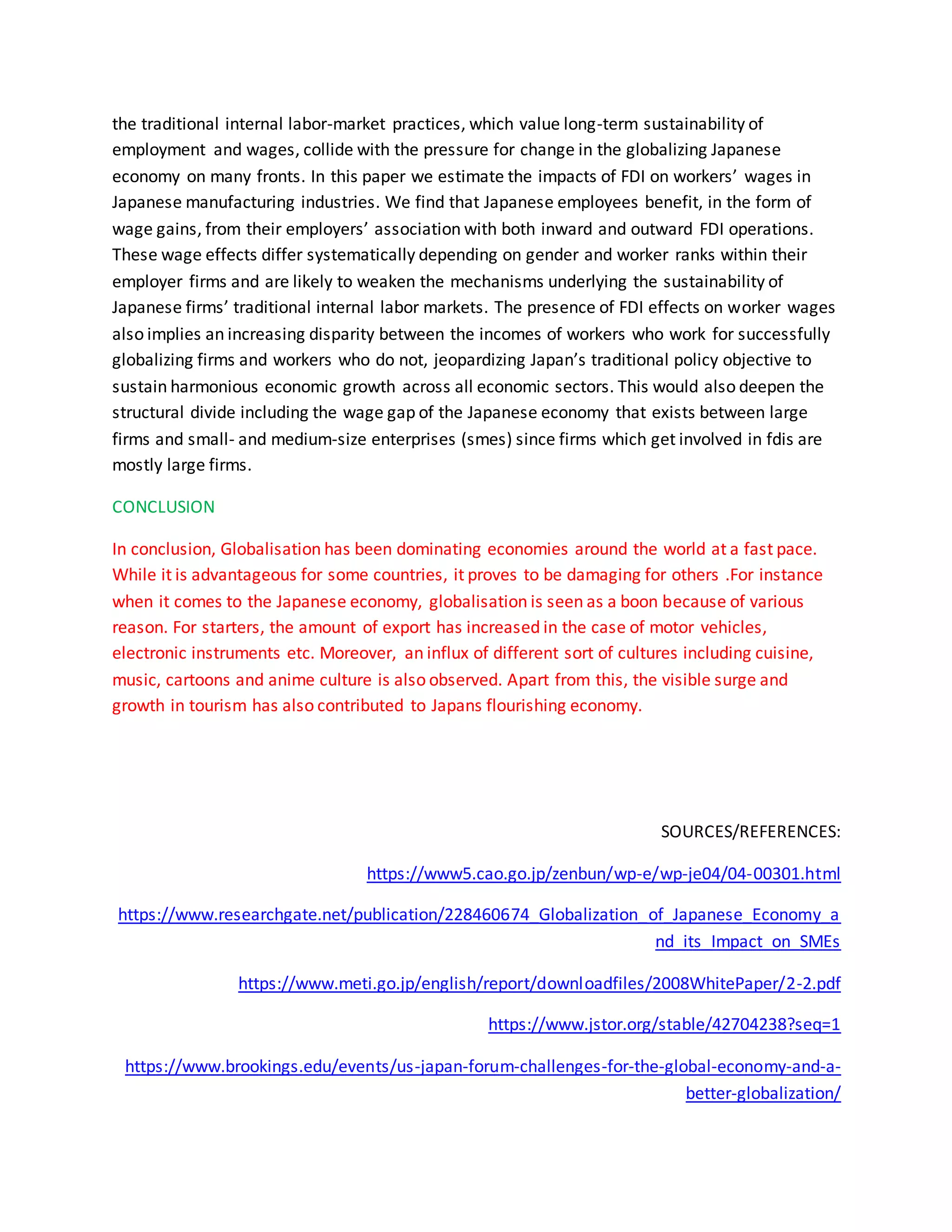 Japanese economy globalisation | DOCX