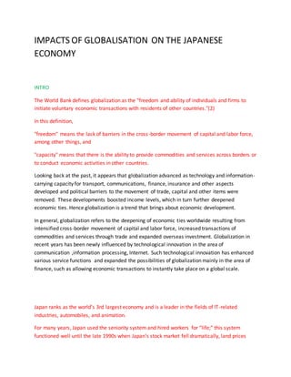 Japanese economy globalisation | DOCX