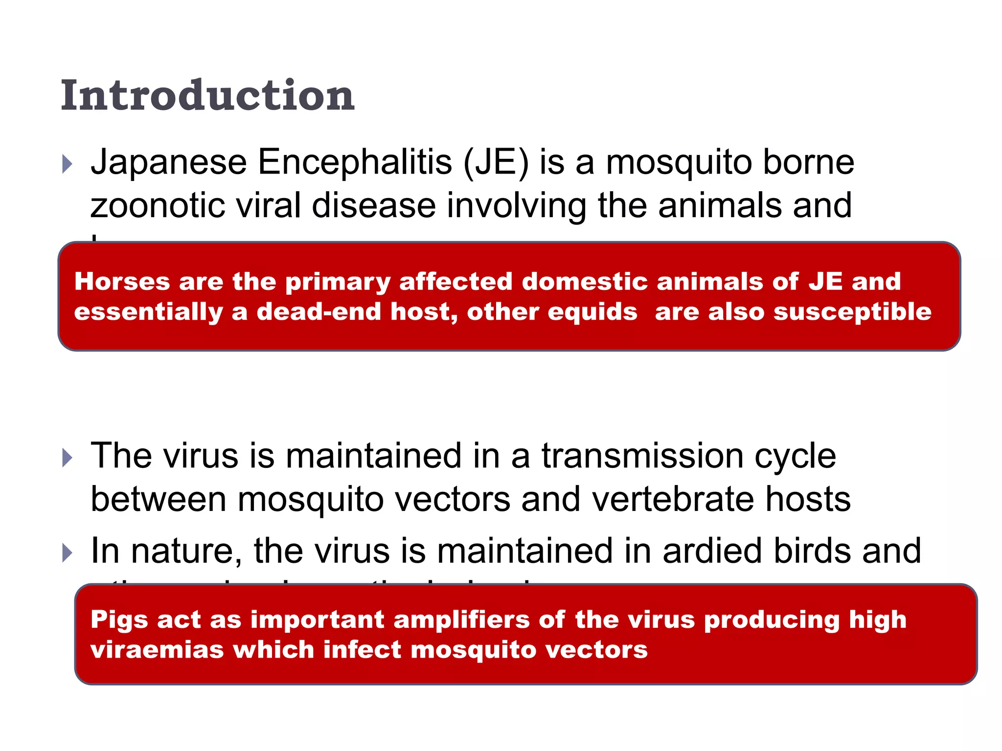 Japanese encephalitis epidemiology | PPTX
