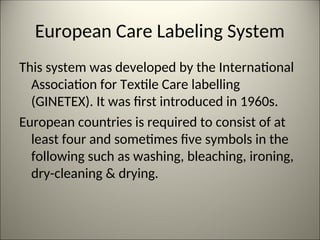 JAPANESE, EUROPEAN AND CANADIAN CARE LABELLING SYSTEM.ppt