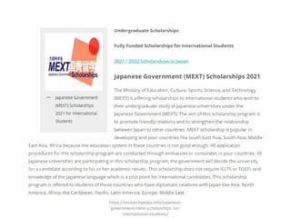 Japanese government (mext) scholarships for international students | PDF