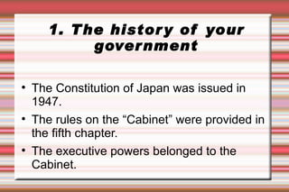 Japanese political system(120319) | PPT | Civic affairs | Politics