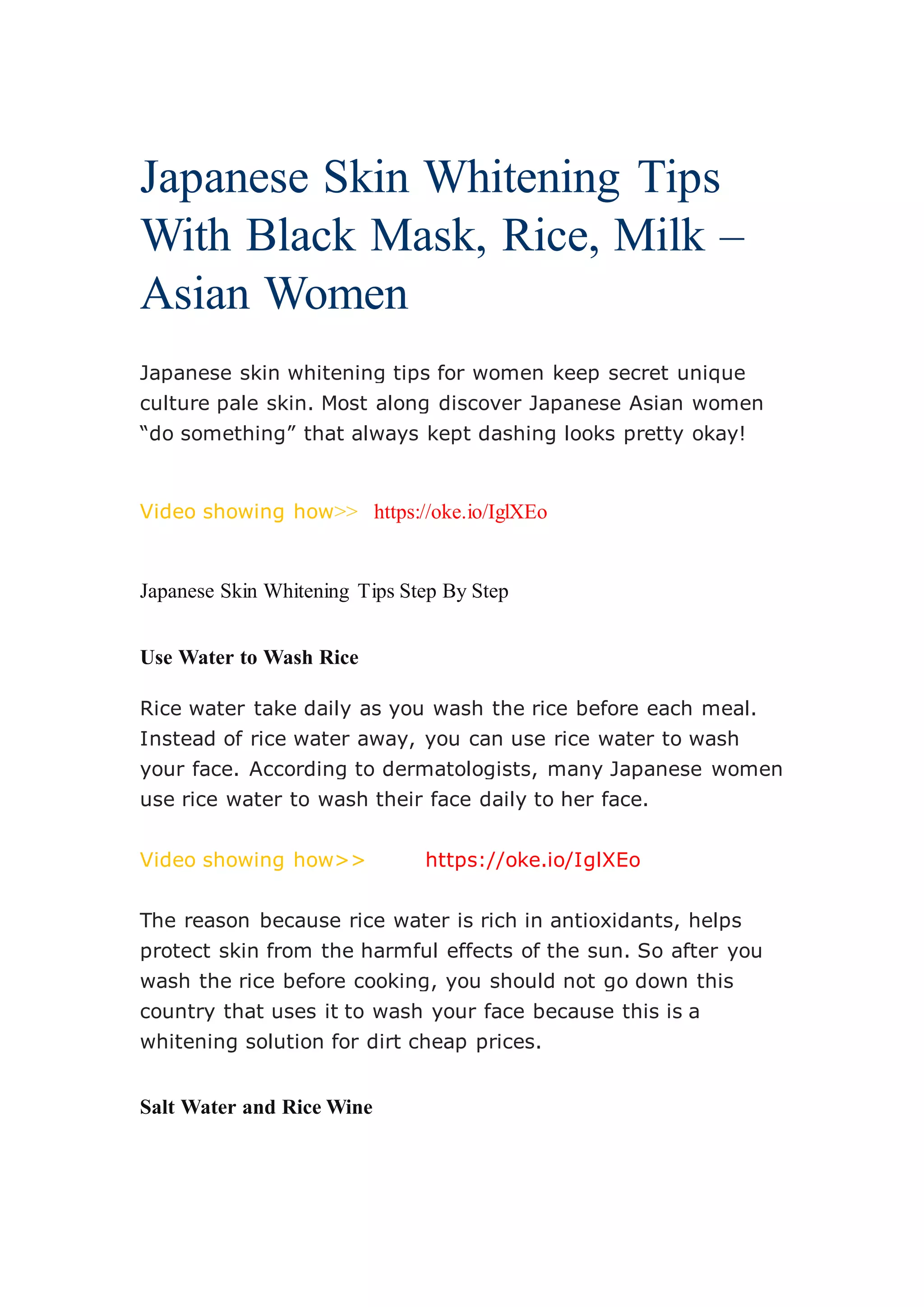 Japanese skin whitening tips | DOCX