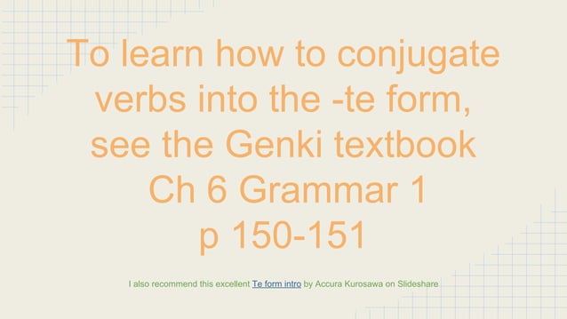 Japanese Te Form Verbs and Example Sentences | PDF | Education