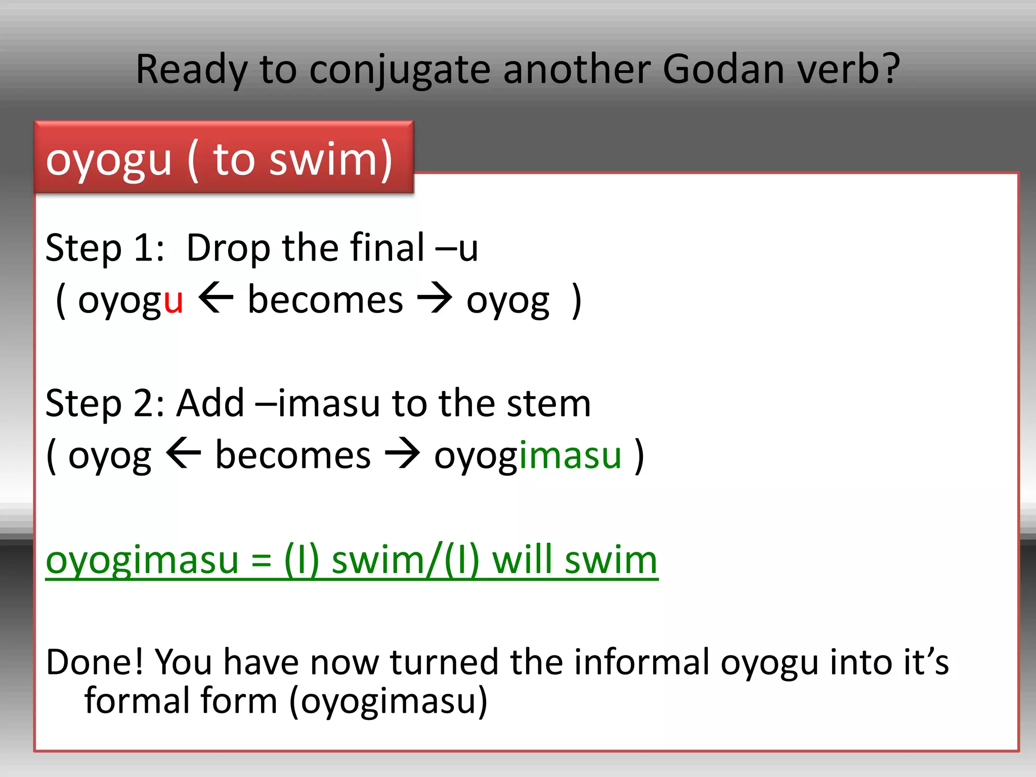 Japanese Verb Conjugation Part 1 | PPTX