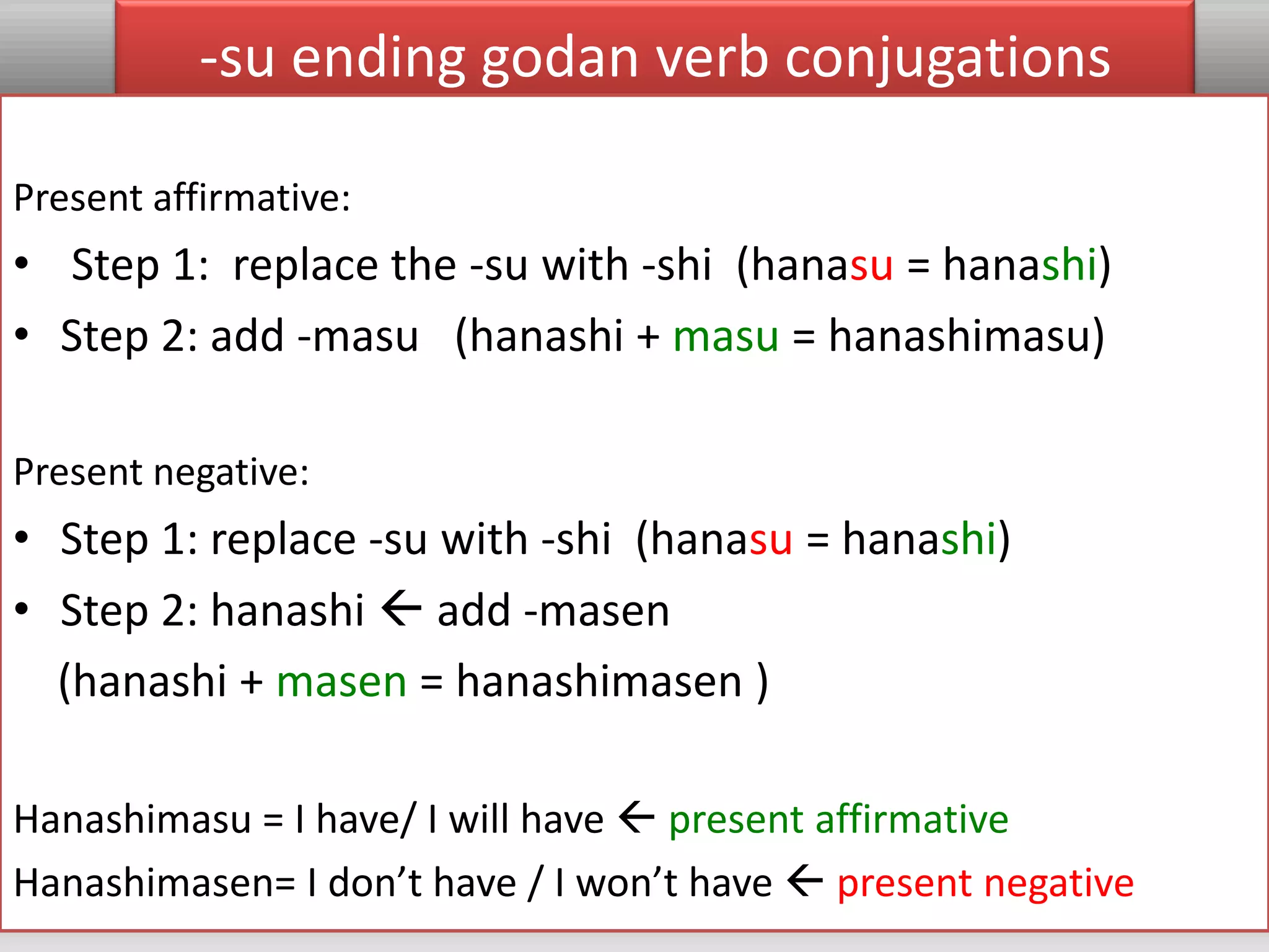 Japanese Verb Conjugation Part 1 | PPTX