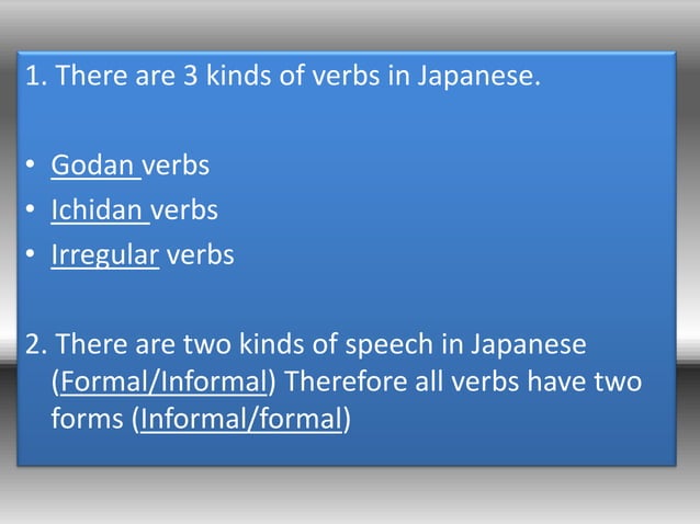 Japanese Verb Conjugation Part 1 | PPTX | Swimming | Sports