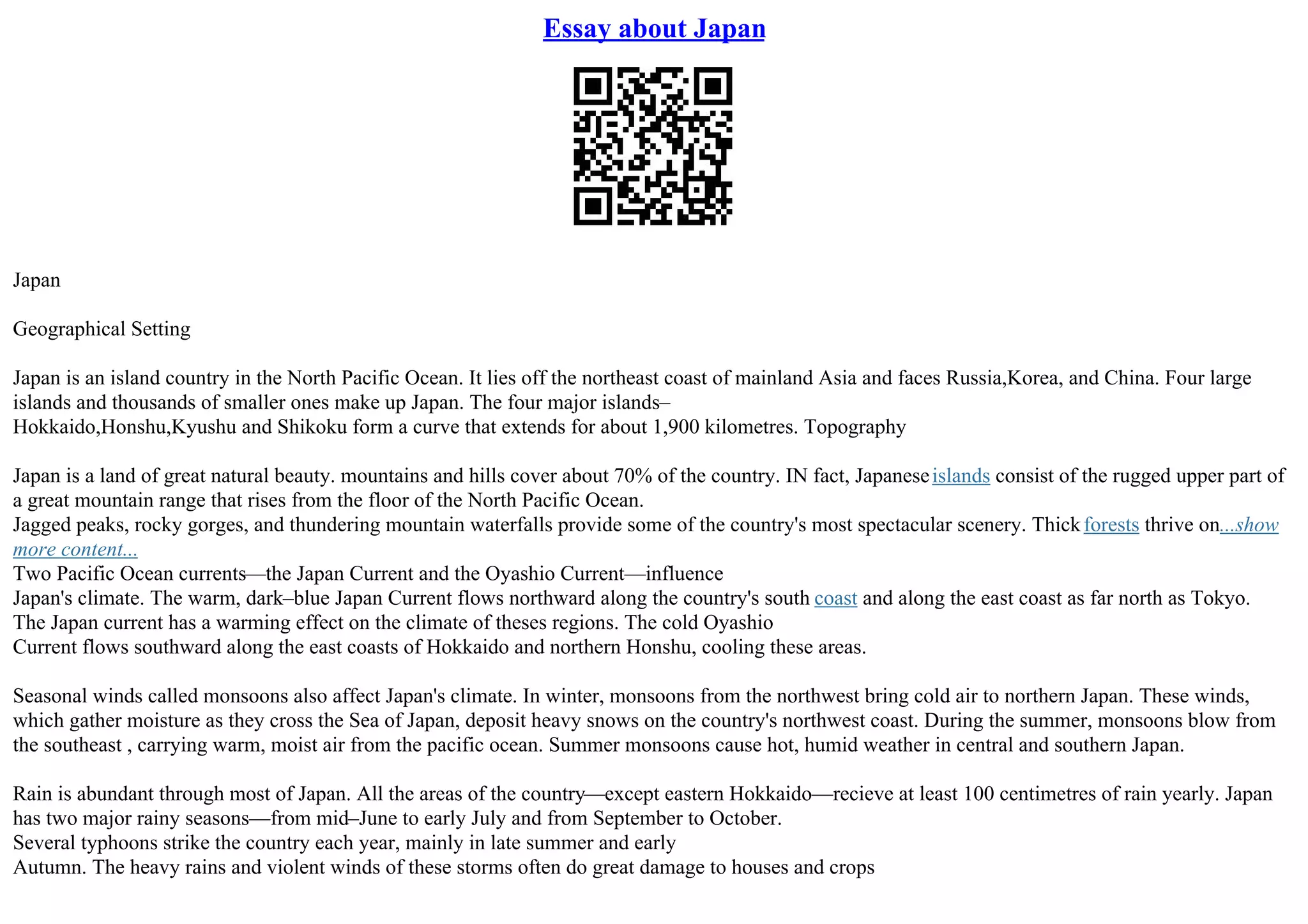 Japan Essay | PDF