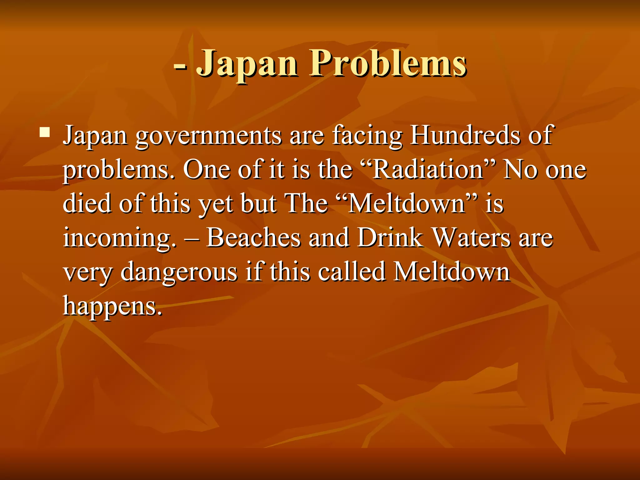 Japan Faces Problems | PPT
