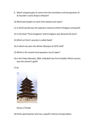 Japan quiz 2011 prelims | PDF