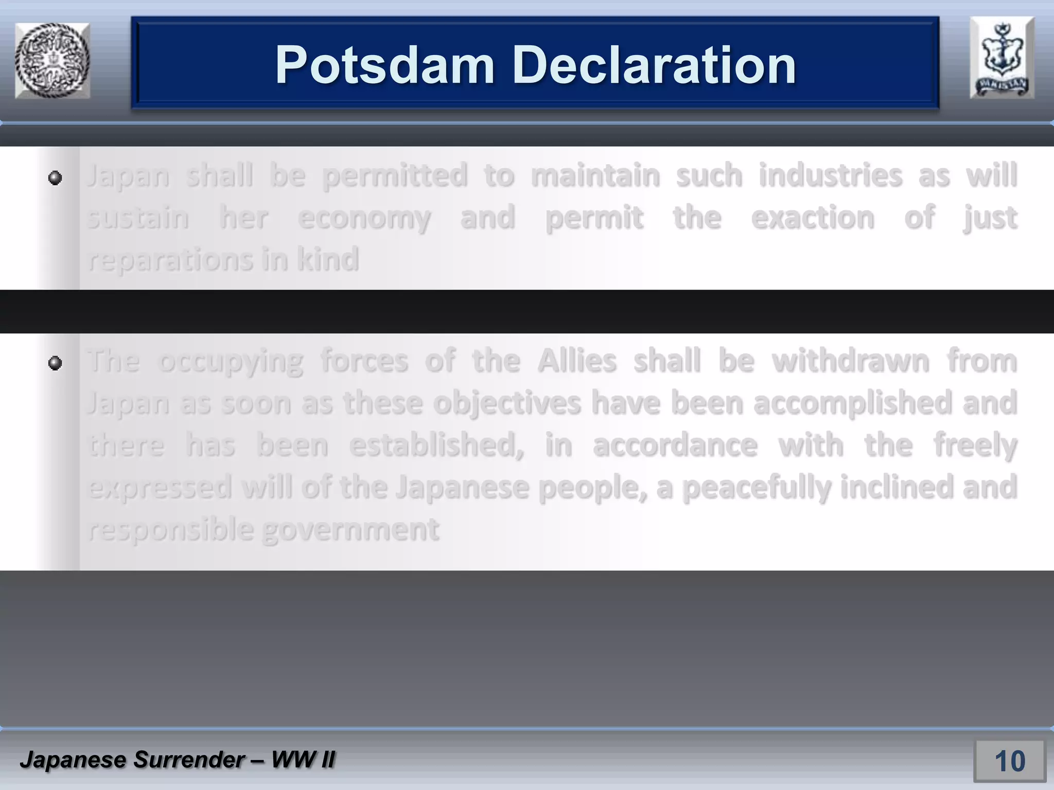 Japan's surrender - WW 2 | PPTX