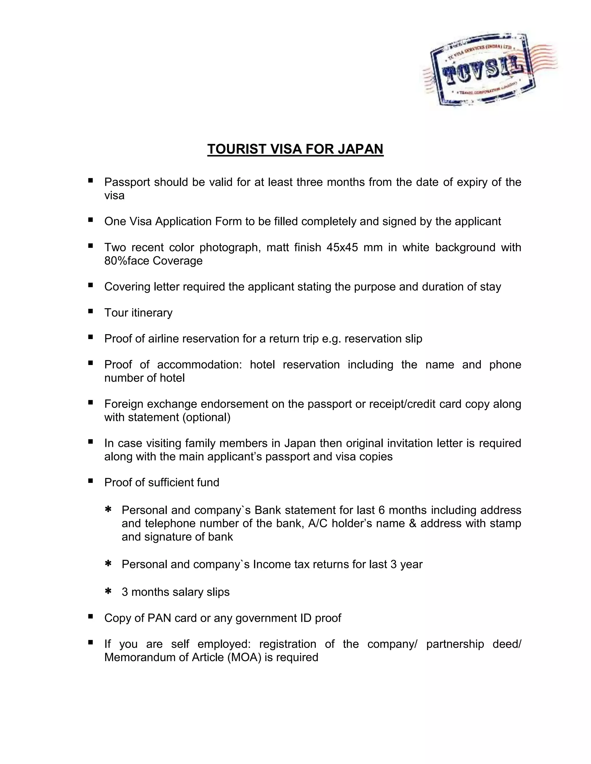 Japan tourist visa checklist | PDF