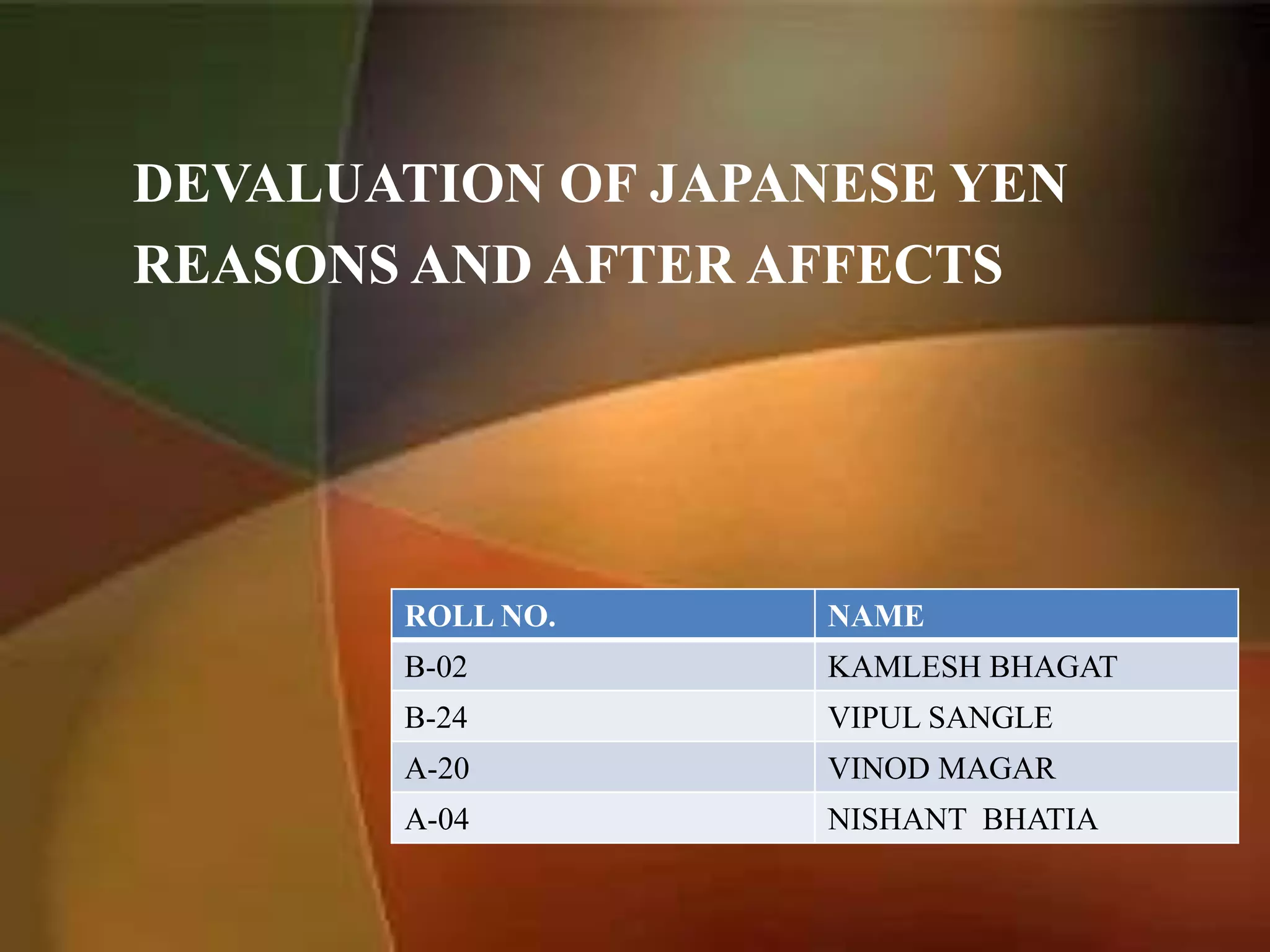 devaluation of Japaneses currency | PPTX