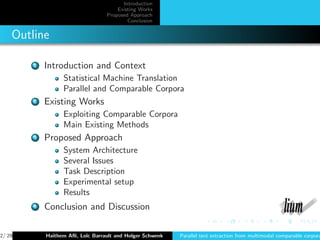 Parallel text extraction from multimodal comparable corpora | PPT