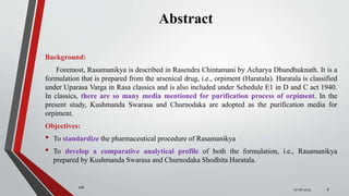 Journal Article Review on Rasamanikya | PPTX