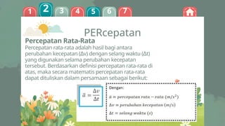 jarak,kecepatan dan percepatan kelompok fisika | PPT